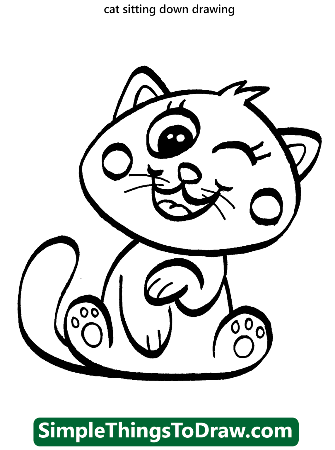 Cat Sitting Drawing Easy - 20 Simple Sitting Cat Drawing Ideas - Simple ...