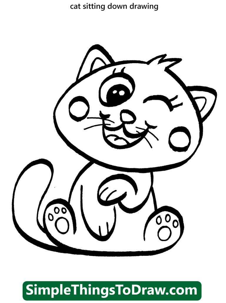 Cat Sitting Drawing Easy - 20 Simple Sitting Cat Drawing Ideas - Simple ...
