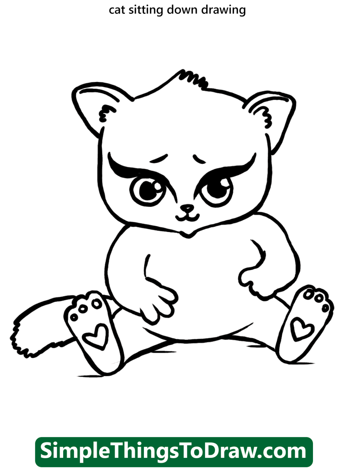 Cat Sitting Drawing Easy - 20 Simple Sitting Cat Drawing Ideas - Simple ...