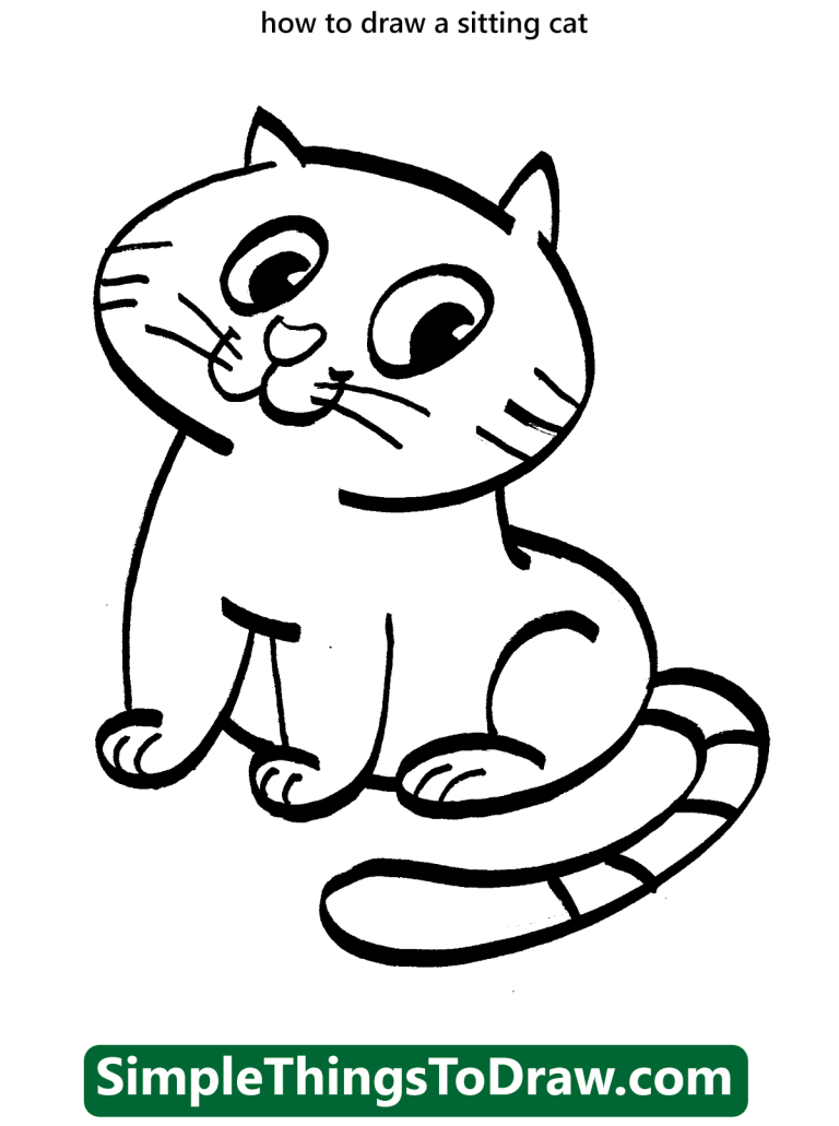 Cat Sitting Drawing Easy - 20 Simple Sitting Cat Drawing Ideas - Simple ...
