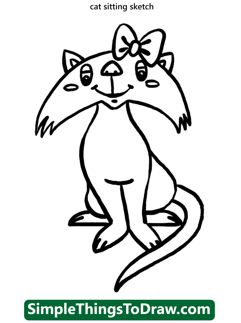 Cat Sitting Drawing Easy - 20 Simple Sitting Cat Drawing Ideas - Simple ...