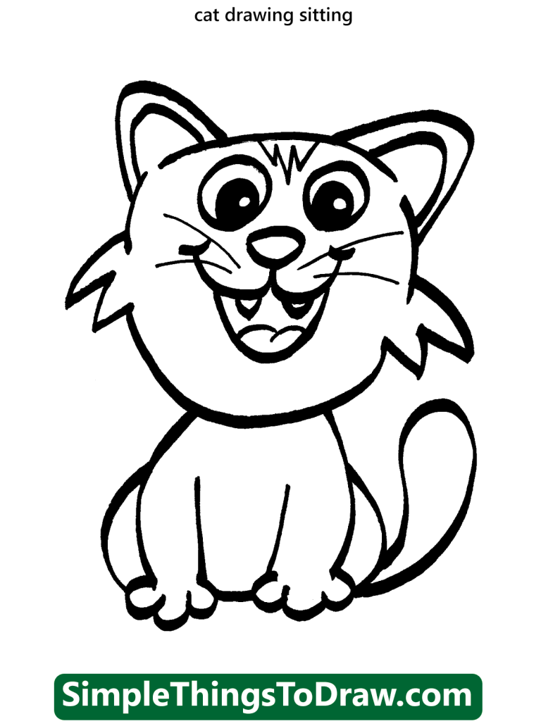 Cat Sitting Drawing Easy - 20 Simple Sitting Cat Drawing Ideas - Simple ...