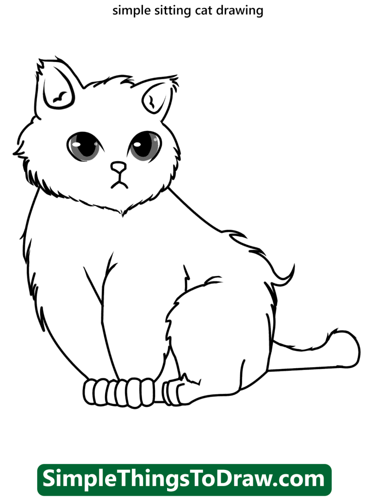Cat Sitting Drawing Easy - 20 Simple Sitting Cat Drawing Ideas - Simple ...